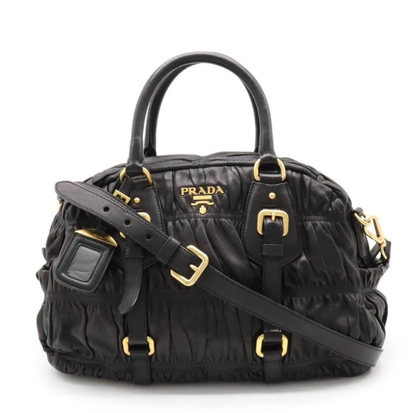 Prada | Bags | Prada Prada Gathered Tote Bag Boston Shoulder Leather ...